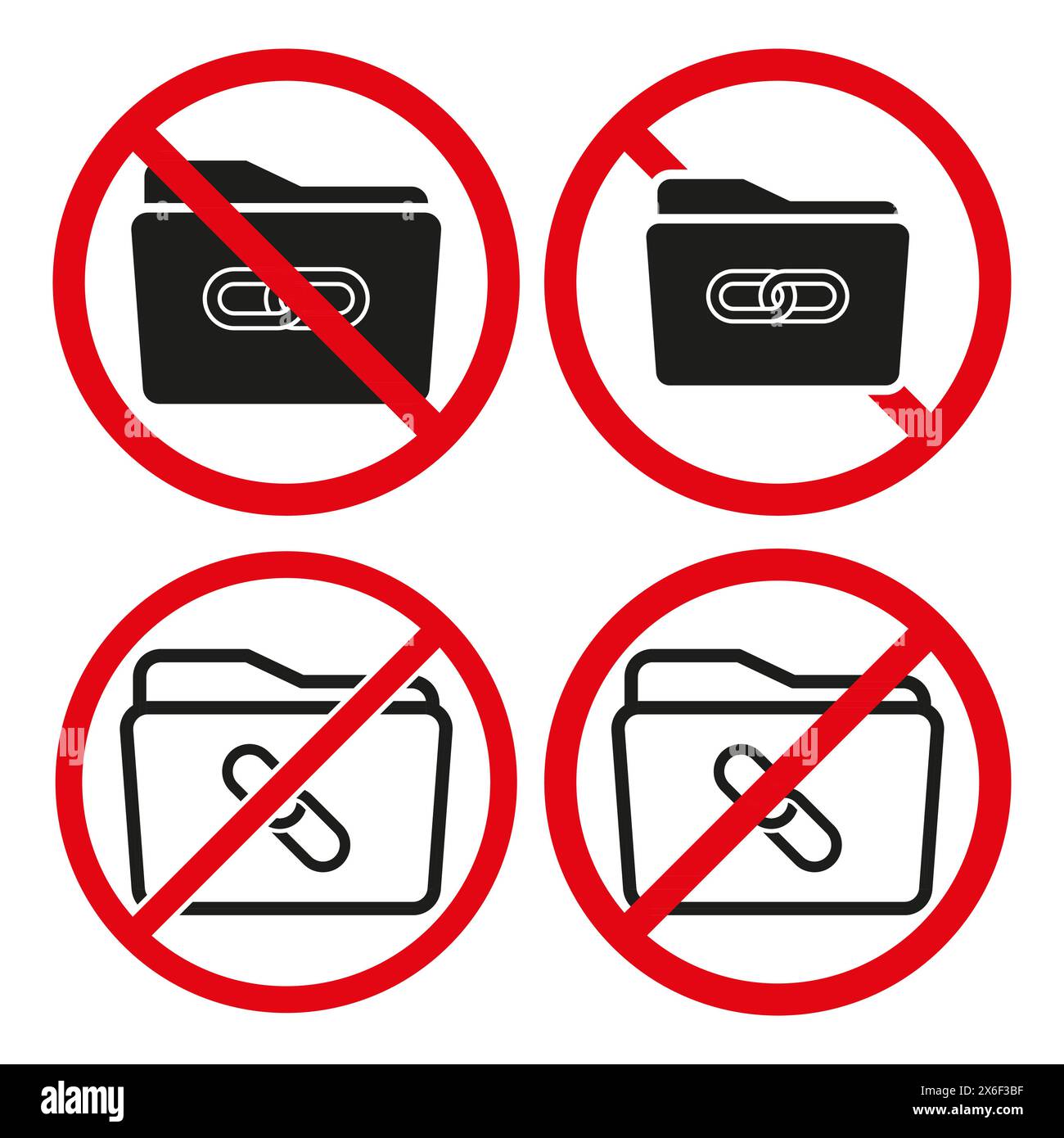 Prohibited file sharing Vector signs. Attachment and link sharing not ...