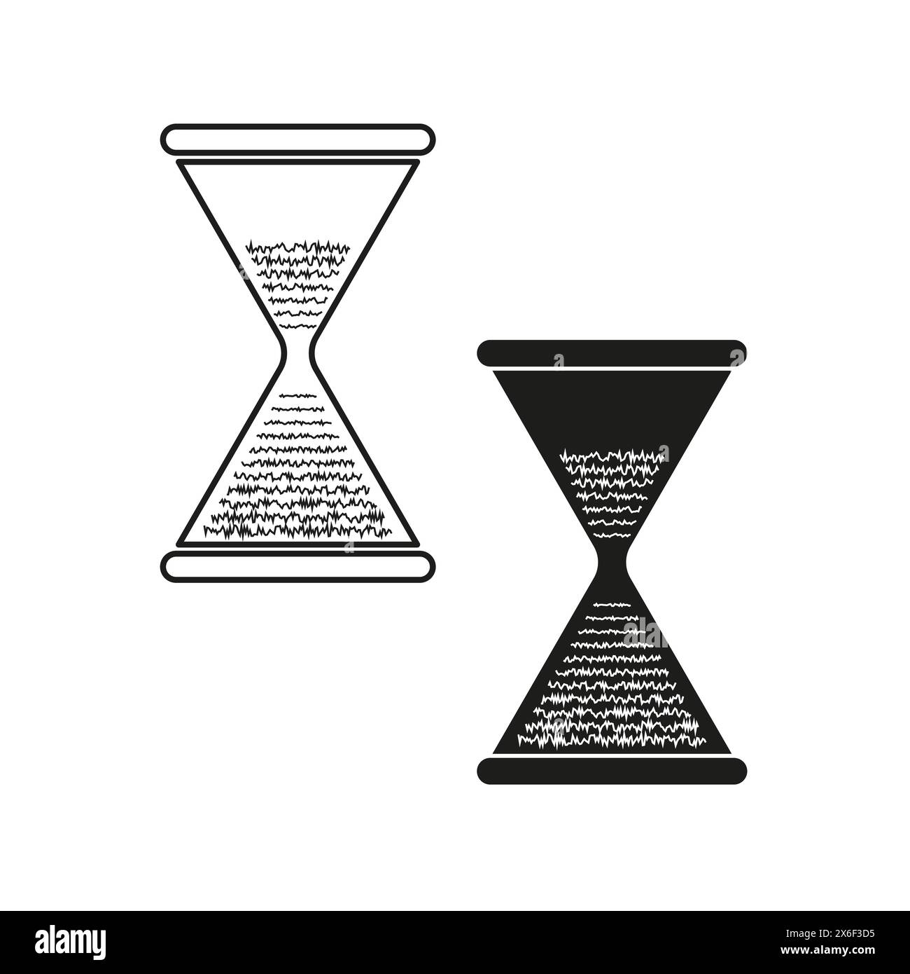 Black and white hourglasses. Vector textured sand timers. Minimalist ...