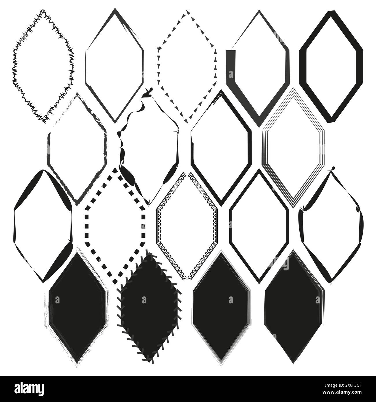 Hexagon patterns Vector collection. Assorted hexagonal designs. Black and white geometric shapes ...
