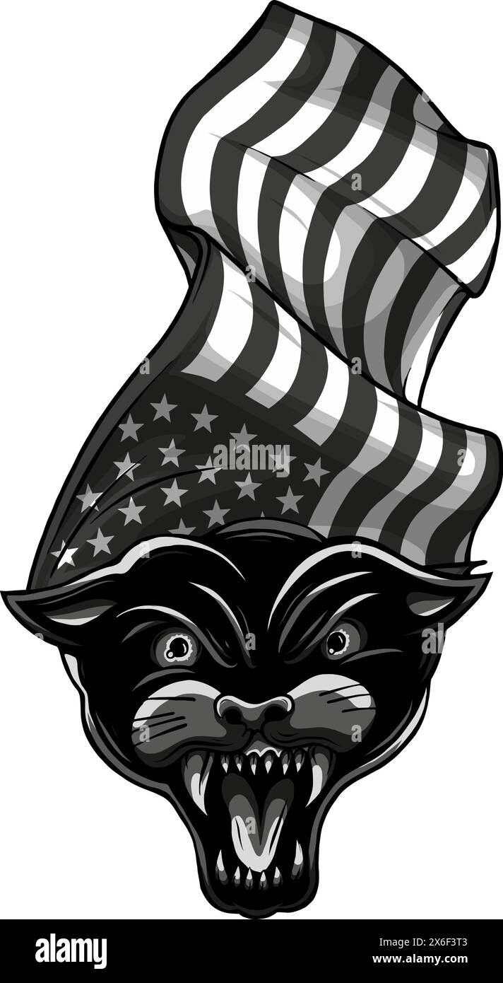 monochrome panther head with american flag vector Stock Vector Image ...