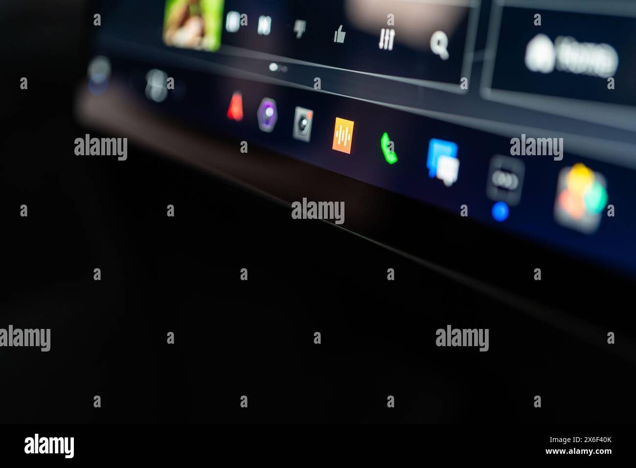 Close-up View of Tesla Cybertruck Touchscreen Interface Icons Stock ...