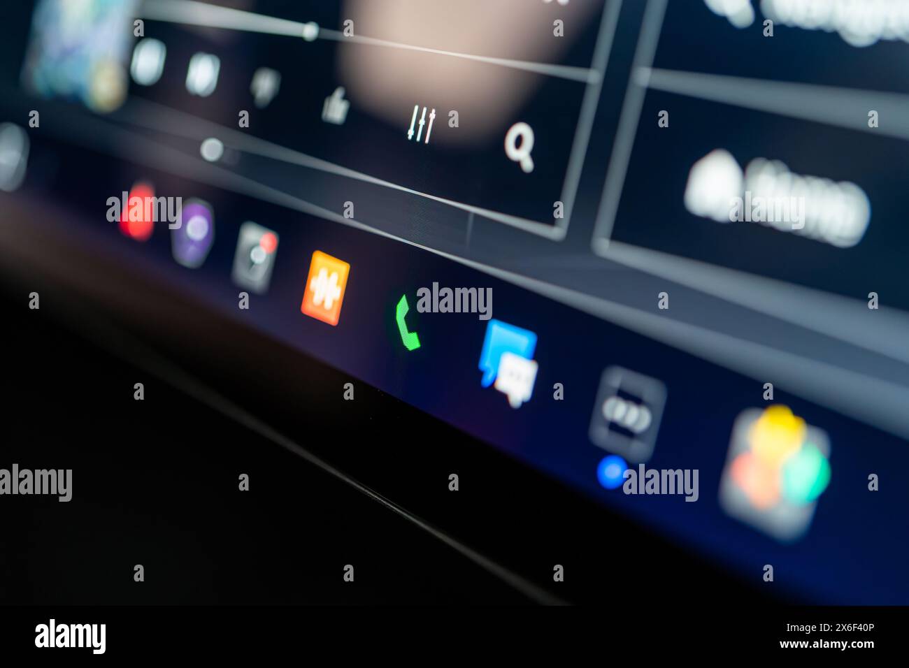 Close-up View of Tesla Cybertruck Touchscreen Interface Icons Stock ...