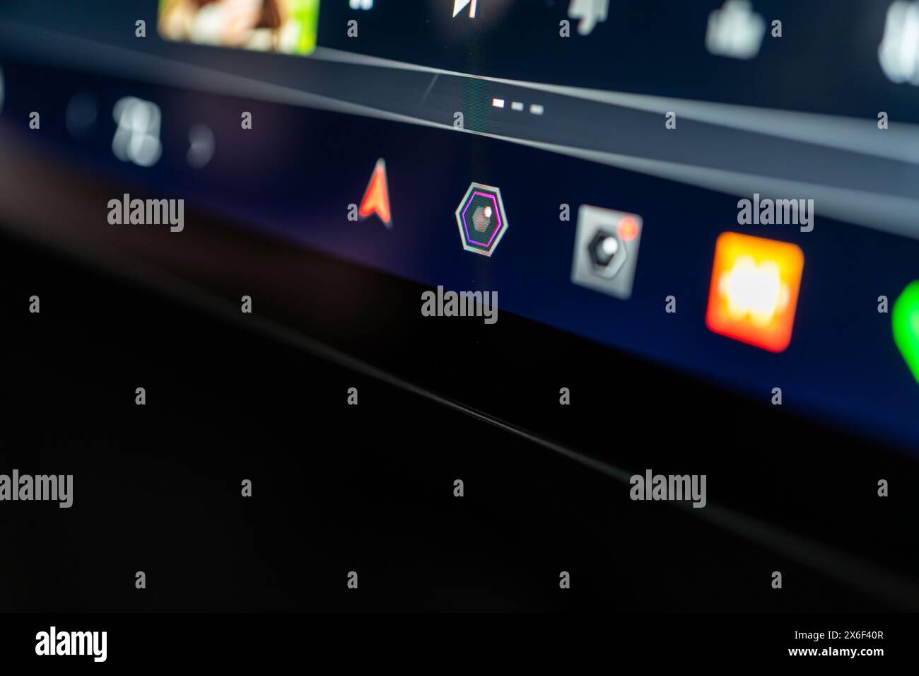 Close-up View of Tesla Cybertruck Touchscreen Interface Icons Stock ...