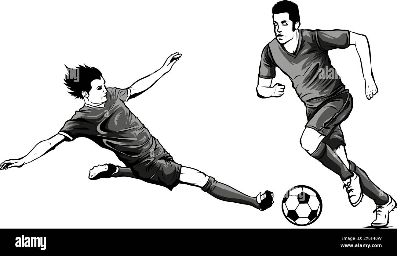 football Soccer player kicking ball. Vector illustration Stock Vector ...