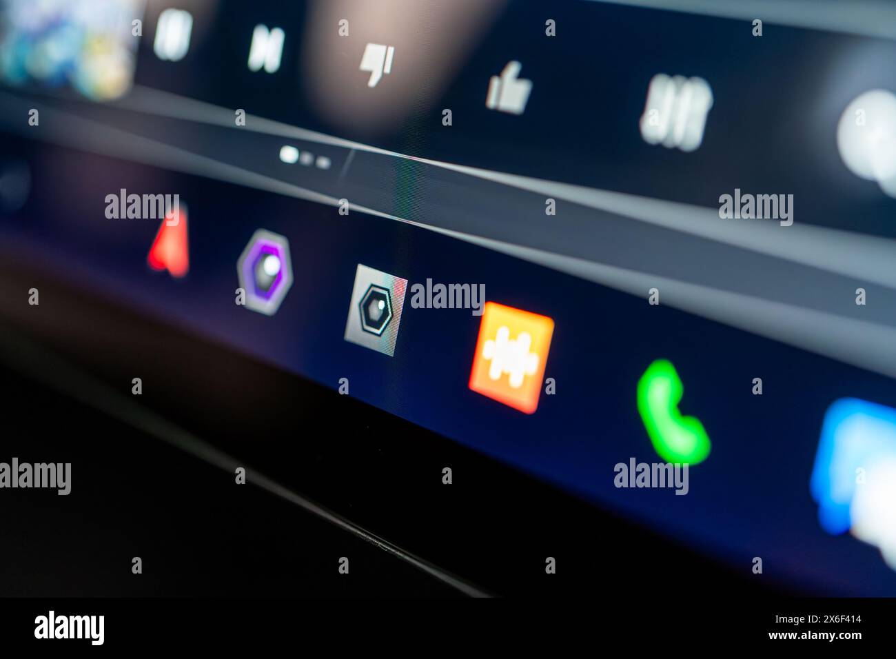 Close-up View of Tesla Cybertruck Touchscreen Interface Icons Stock ...