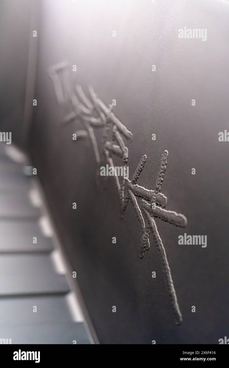 Engraved Logo Detail Inside the Open Frunk of a Tesla Cybertruck Stock ...