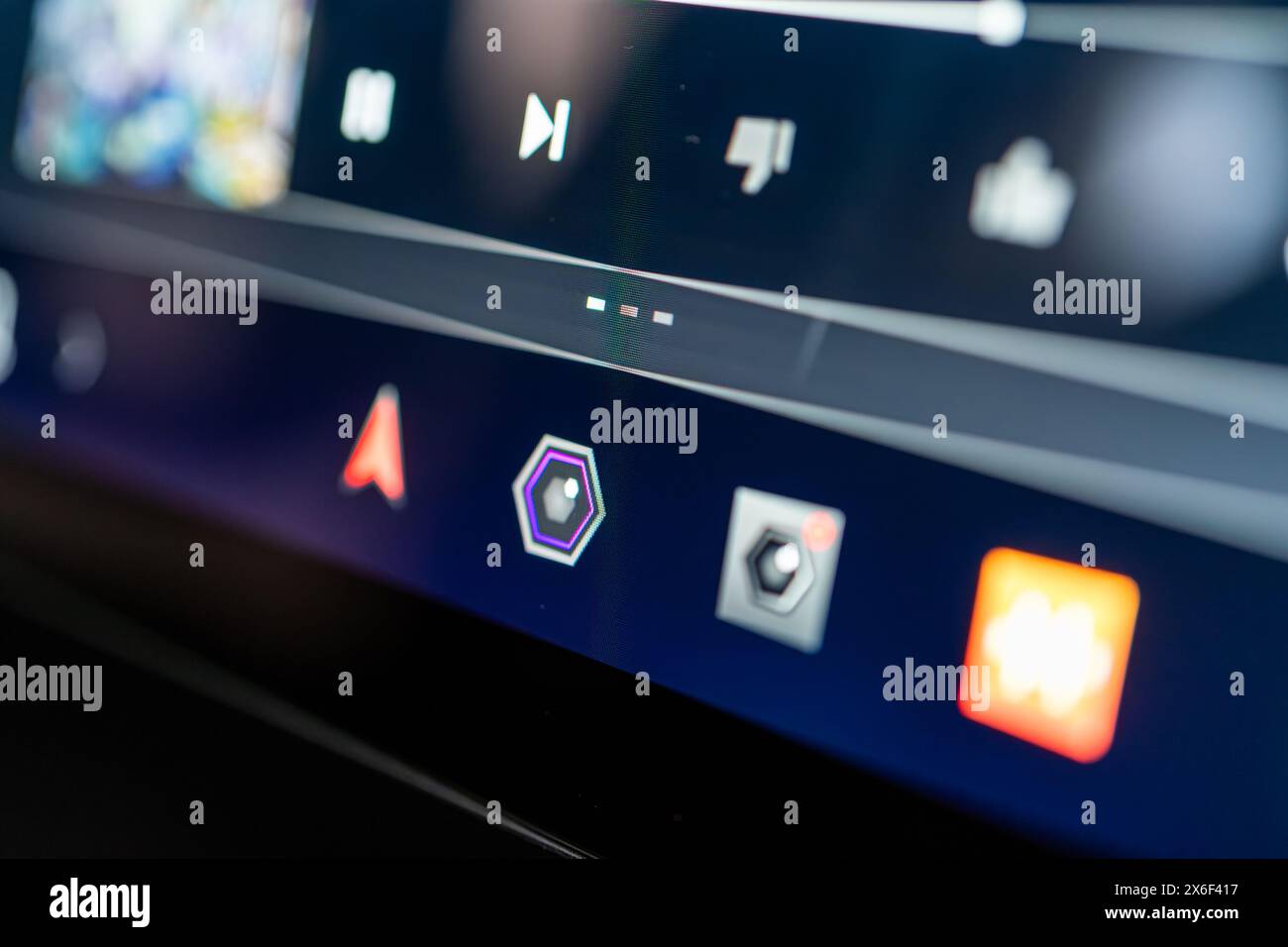 Close-up View of Tesla Cybertruck Touchscreen Interface Icons Stock ...
