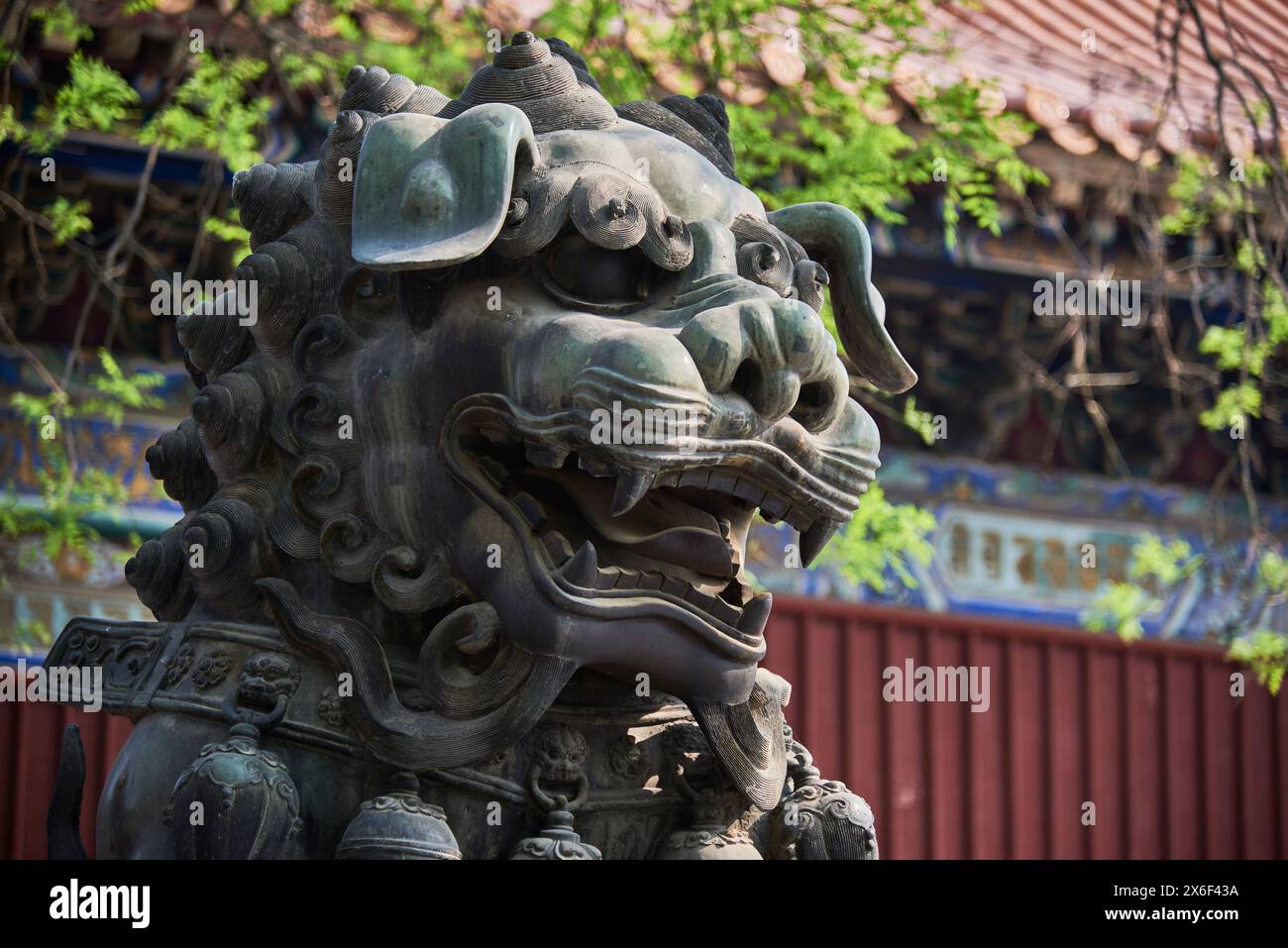 Dragon bronze statue in Yonghe Temple of Tibetan Buddhism in Dongcheng ...