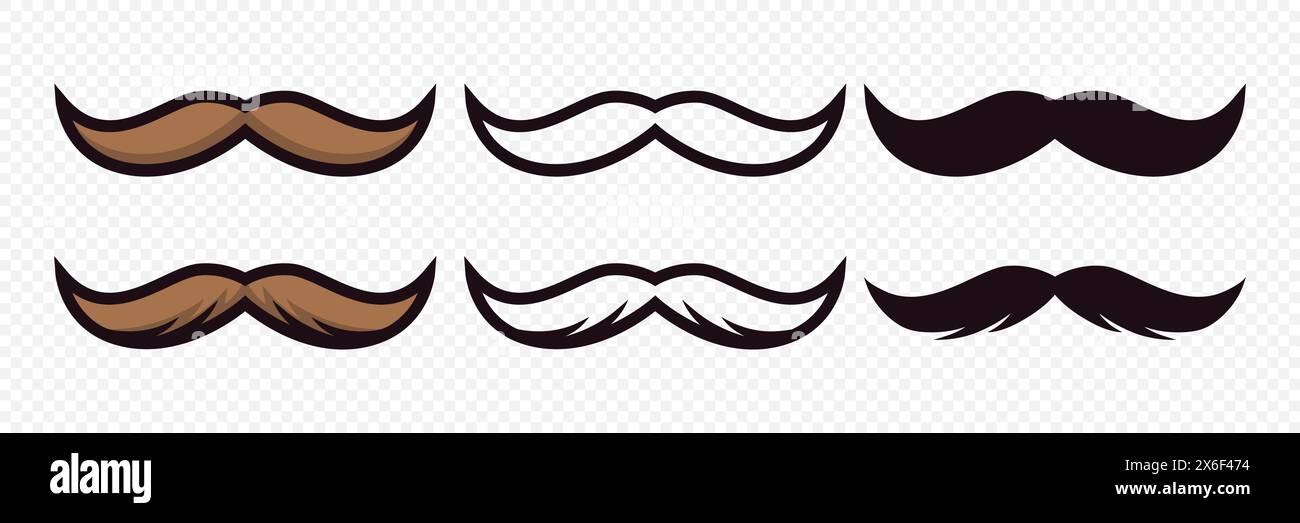 Hipster Mustache. Cartoon Face Party Decoration Set. Classic Mustache ...