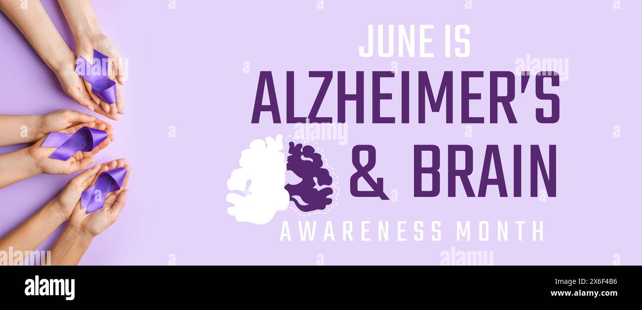 Banner for Alzheimer's and Brain Awareness Month with hands holding ...