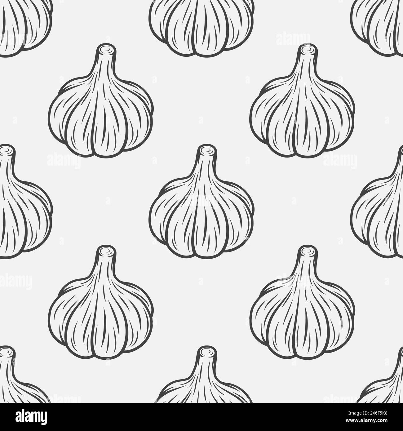 Vector Seamless Pattern with Hand Drawn Garlic Bulb on White Background ...