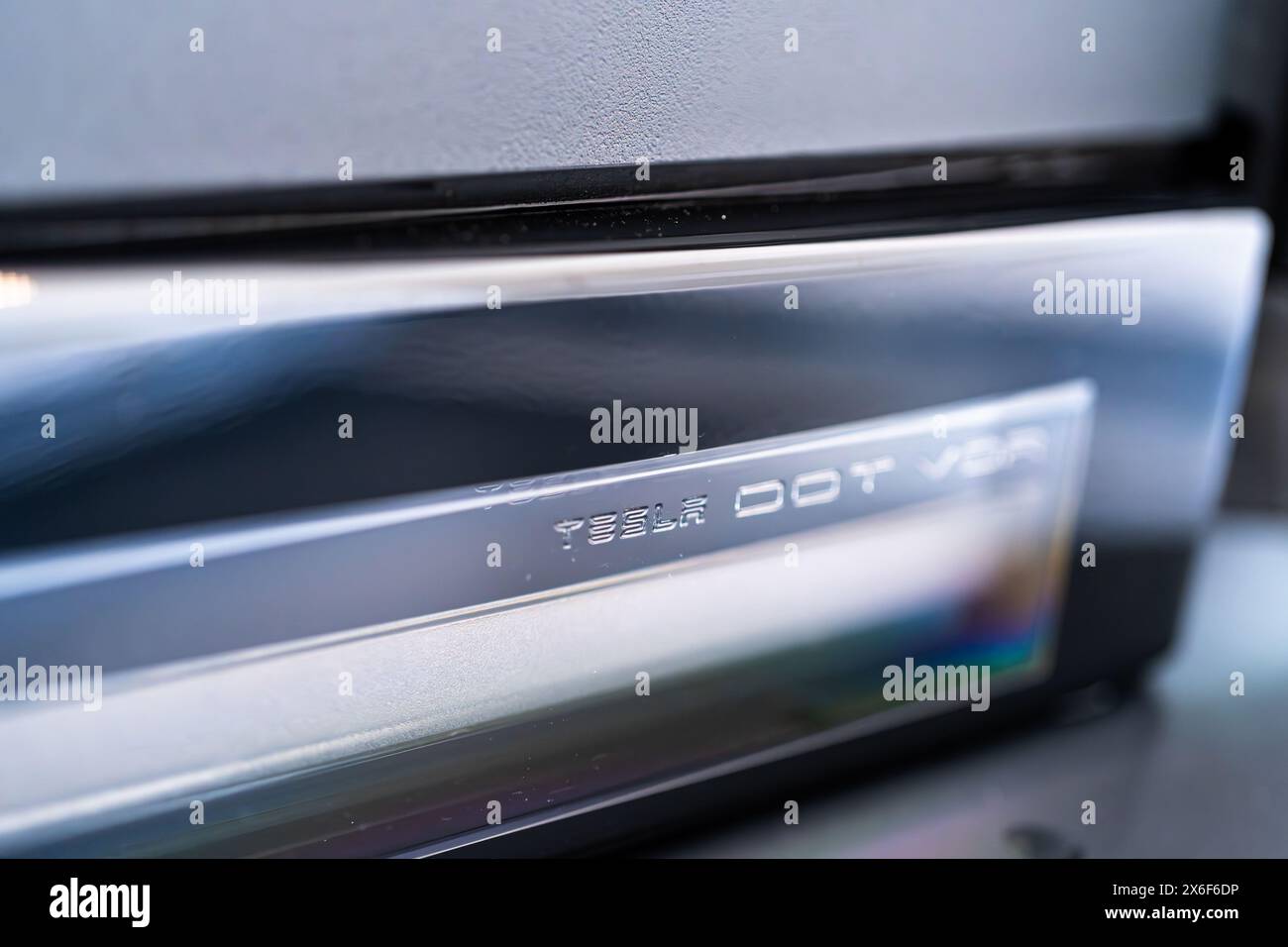 Close-up of Tesla Cybertruck Innovative Front Light Bar Stock Photo - Alamy