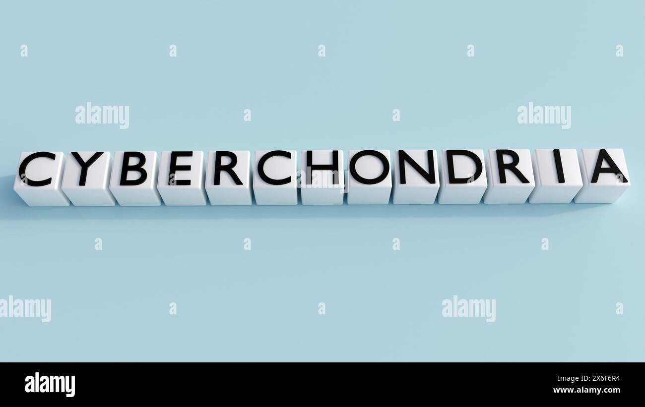 3d rendering of Cyberchondria or compucondria, is worrying about having ...