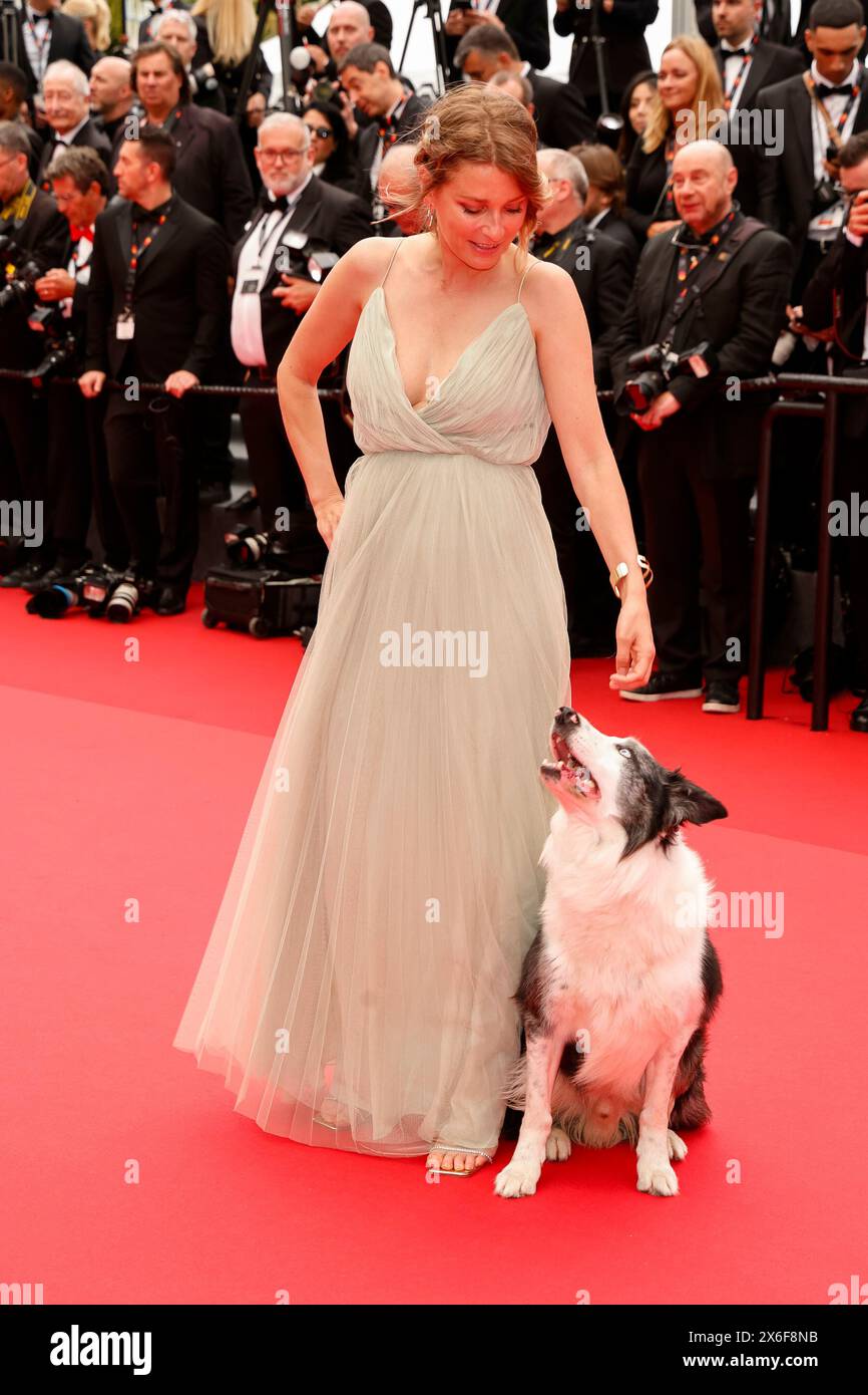 Cannes, France, on 14 May 2024. Laura Martin Contini and Messi the dog ...