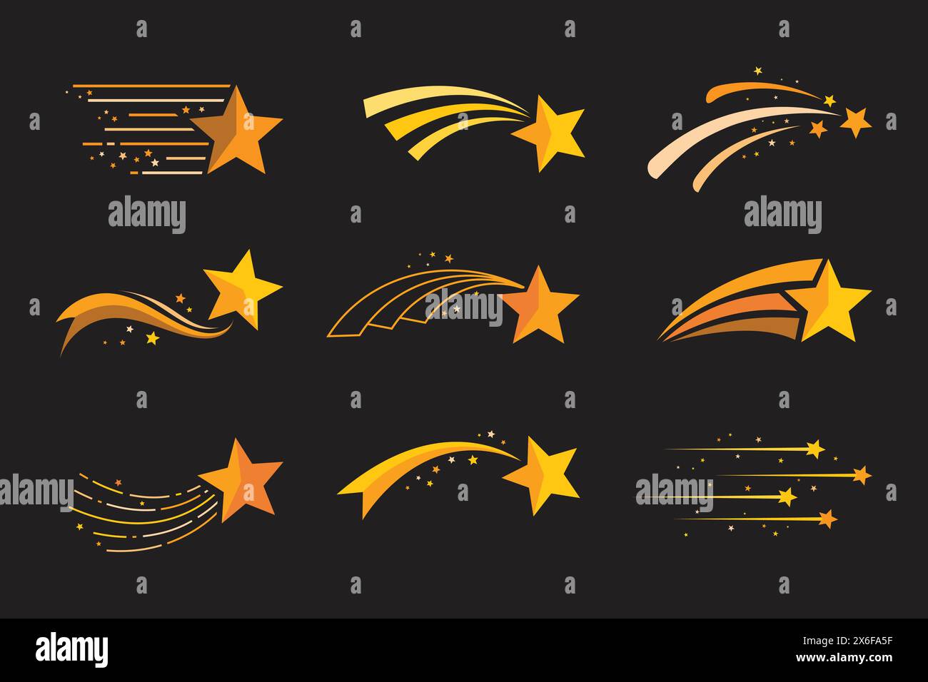Set of shooting stars with light trails behind them Stock Vector Image ...