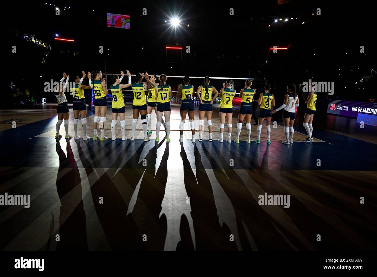 Brazil Team Line Up On Court Before The Volleyball Nations League 2024