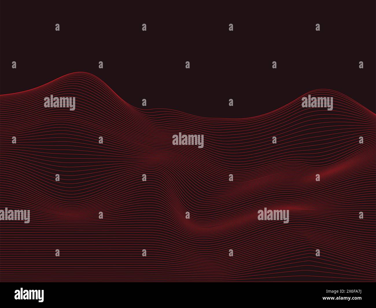 red abstract line wave with black background. Shiny moving lines design element. Modern red ...