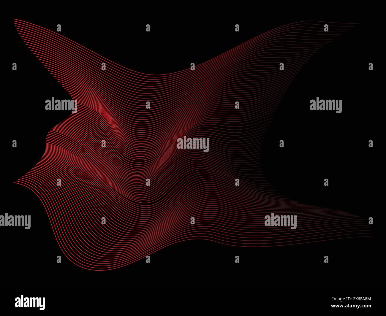 Red Abstract Line Wave With Black Background Moving Lines Design