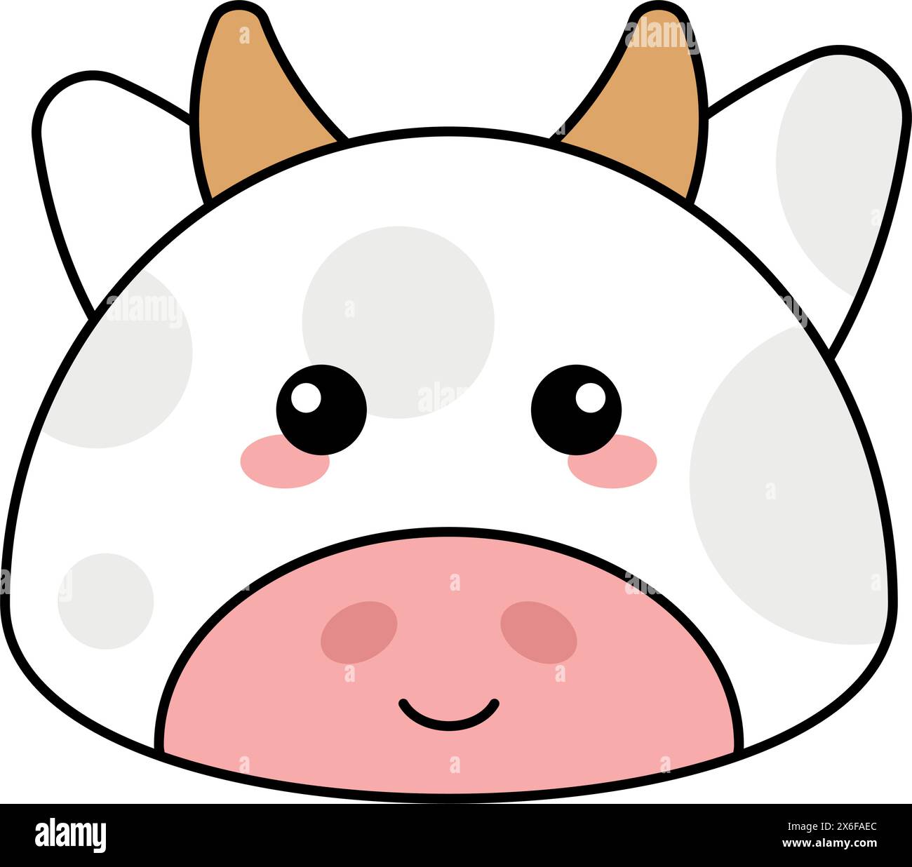 Cute kawaii cow emoji icon Vector Stock Vector Image & Art - Alamy