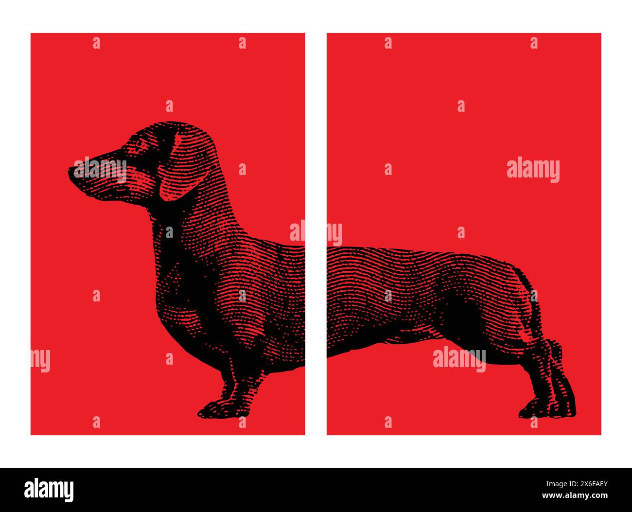 dachshund dog artwork, dachshund poster, wiener or sausage dog set ...