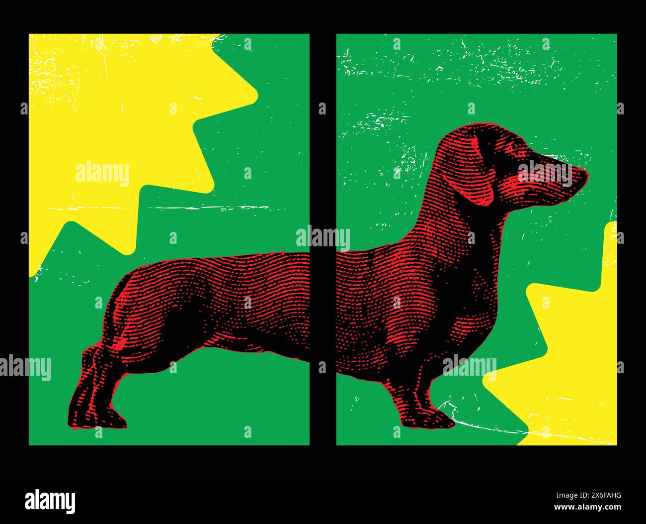 dachshund dog artwork, dachshund poster, wiener or sausage dog set ...