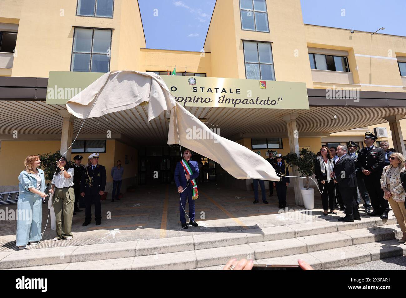 in the photo the dedication ceremony of the Partinico high school to ...