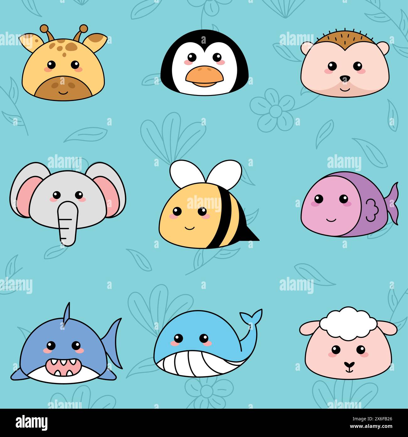 Cute kawaii emoji animal icons set Vector Stock Vector Image & Art - Alamy