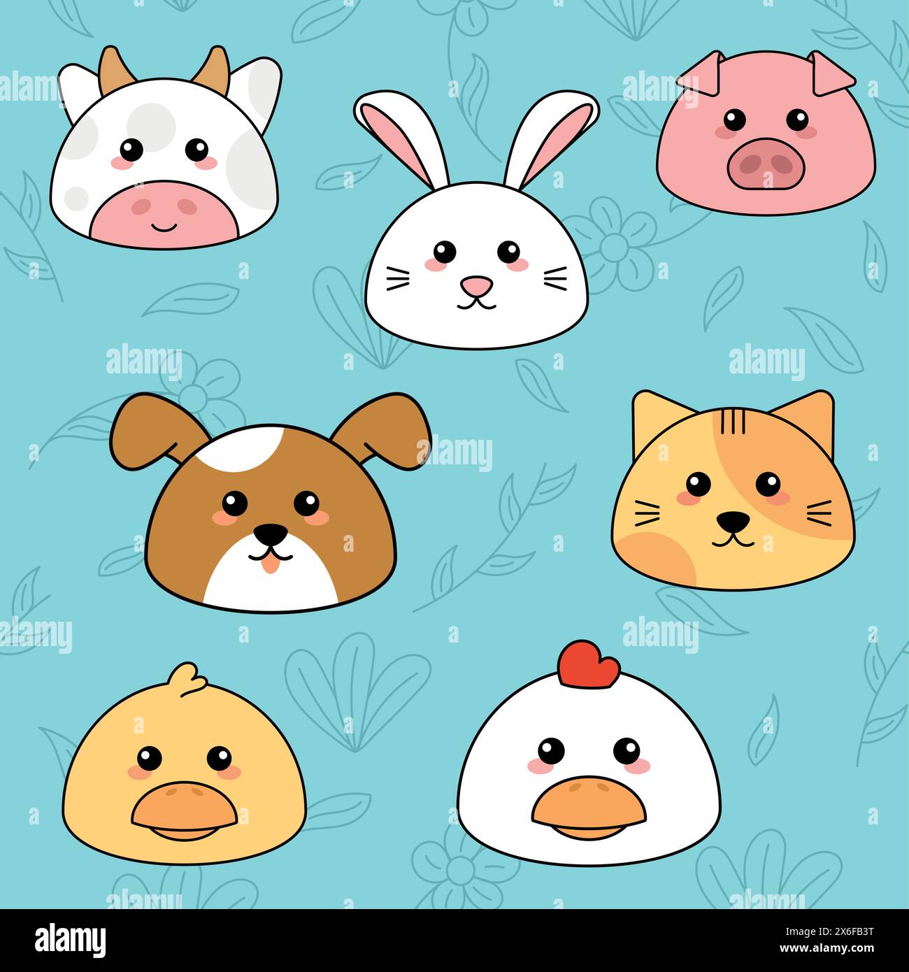 Cute kawaii emoji animal icons set Vector Stock Vector Image & Art - Alamy