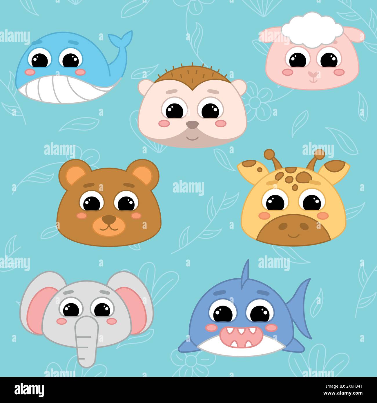 Cute kawaii emoji animal icons set Vector Stock Vector Image & Art - Alamy