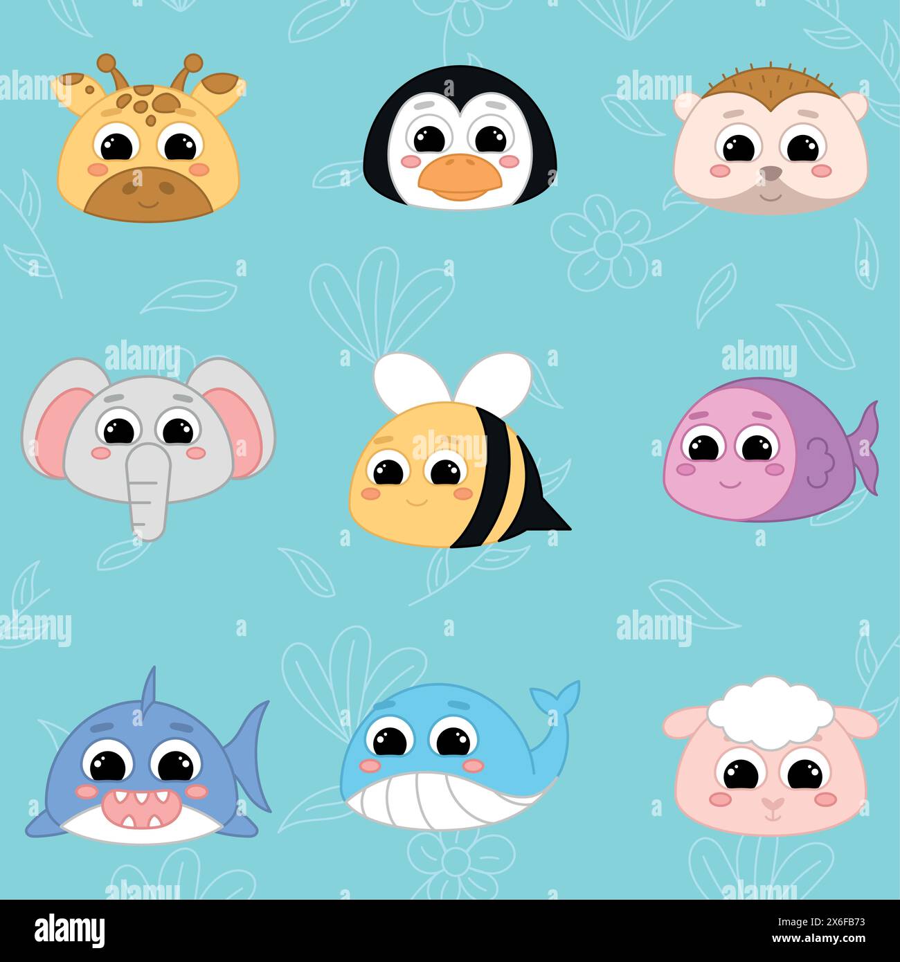 Cute kawaii emoji animal icons set Vector Stock Vector Image & Art - Alamy