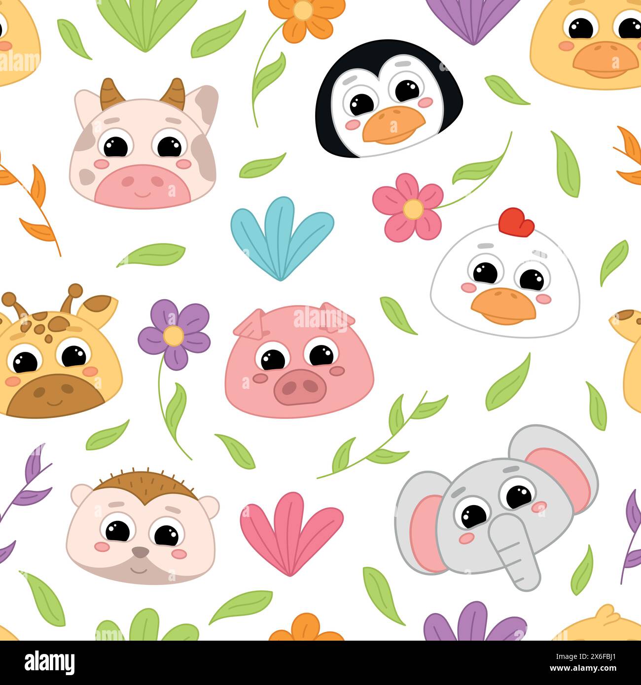 Cute kawaii emoji animal icons pattern Vector Stock Vector Image & Art ...
