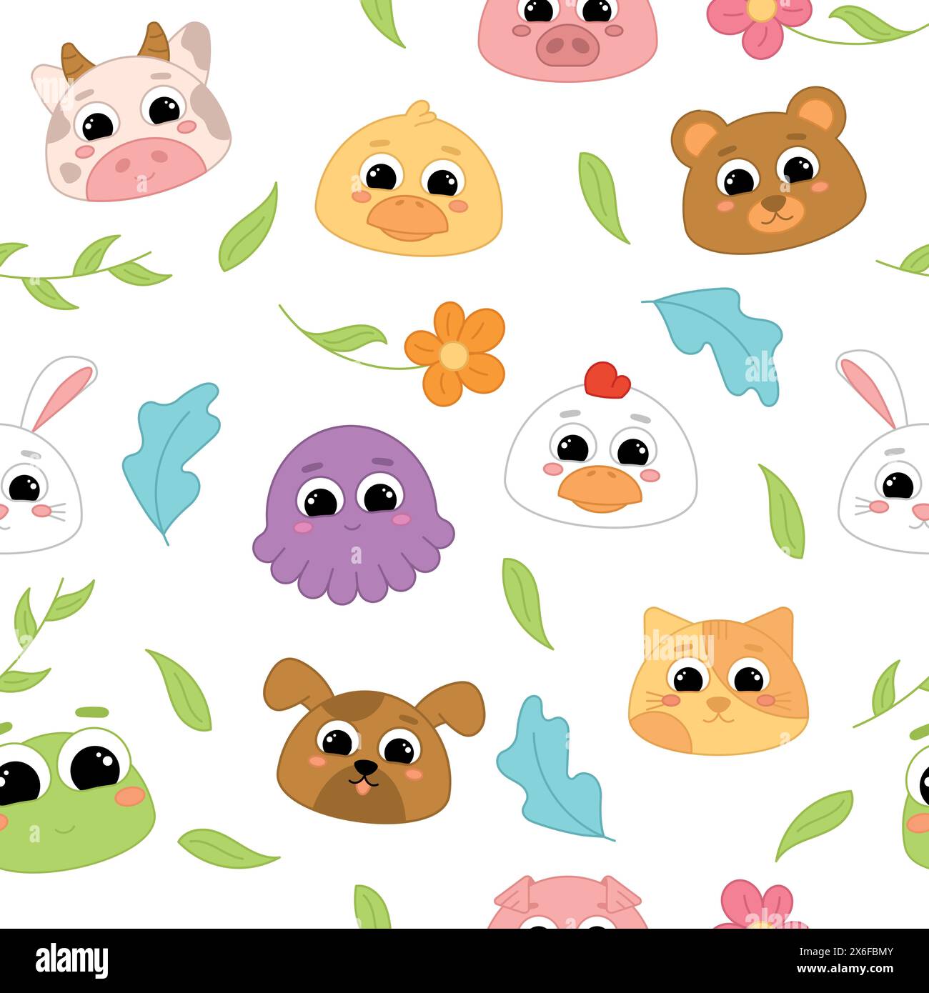 Cute kawaii emoji animal icons pattern Vector Stock Vector Image & Art ...