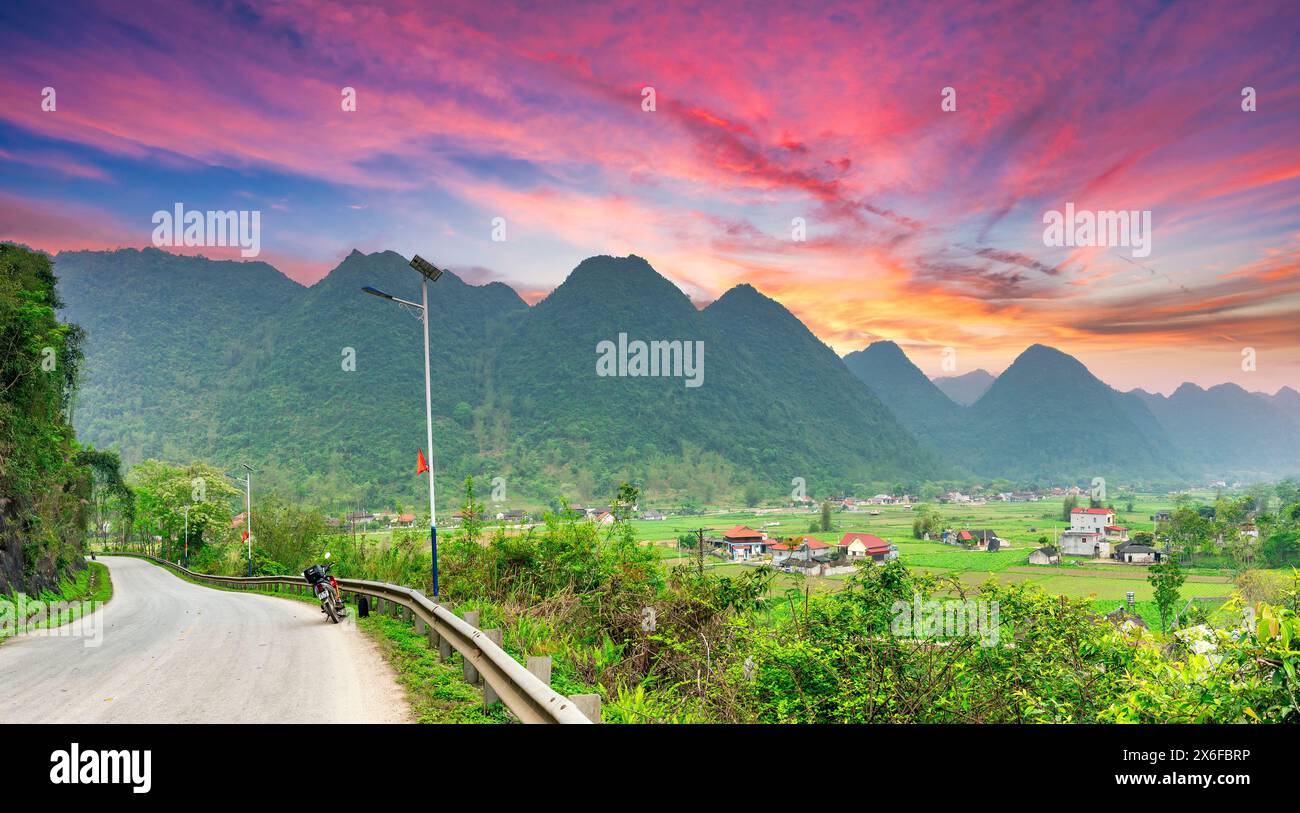 Landscape in Bac Son valley around with mountains panorama view and ...