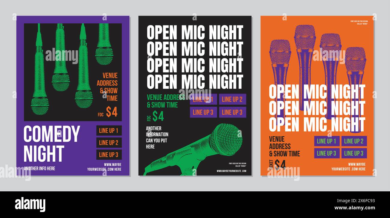 Open mic night poster, stand up comedy show poster or flyer or banner ...