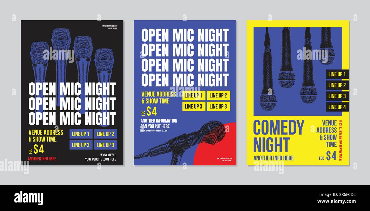 Open mic night poster, stand up comedy show poster or flyer or banner ...