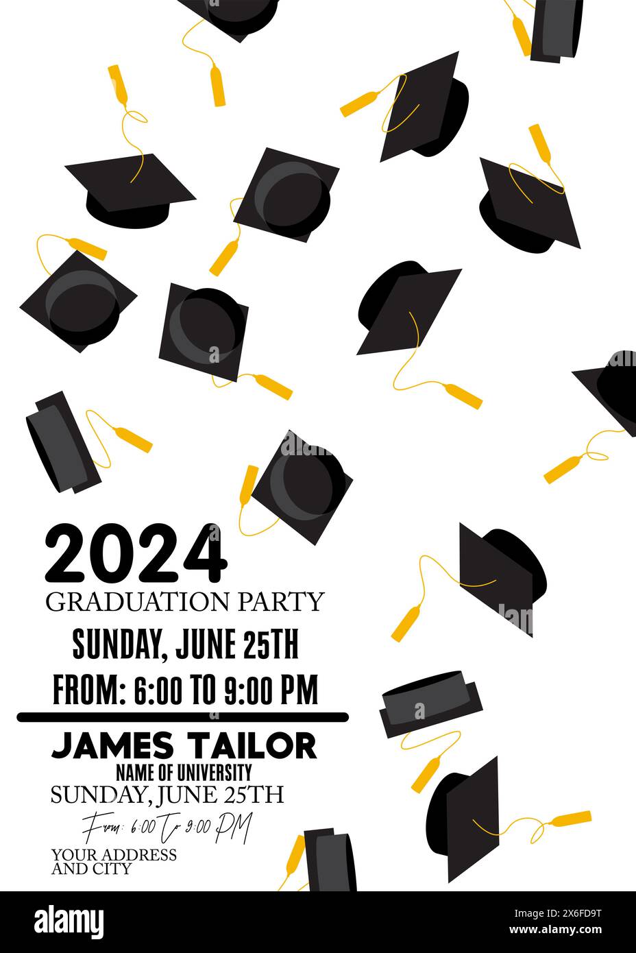 Class of 2024 Graduation design template. Vintage party invitation ...