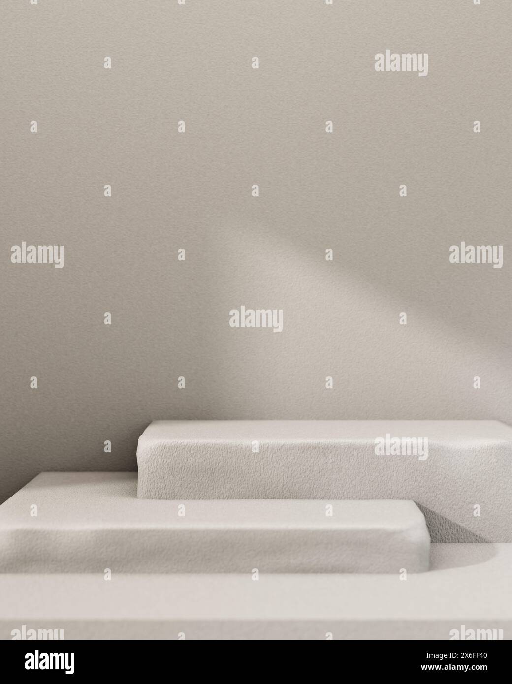 Grey rectangle pedestal or stairs for showcasing products against the ...