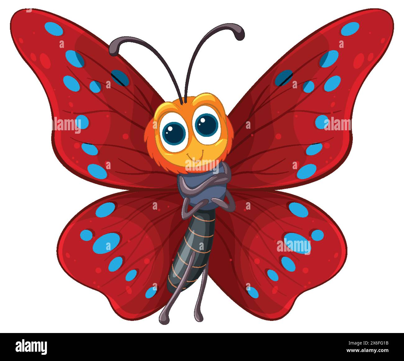 Colorful, friendly butterfly with big eyes and smile Stock Vector Image ...