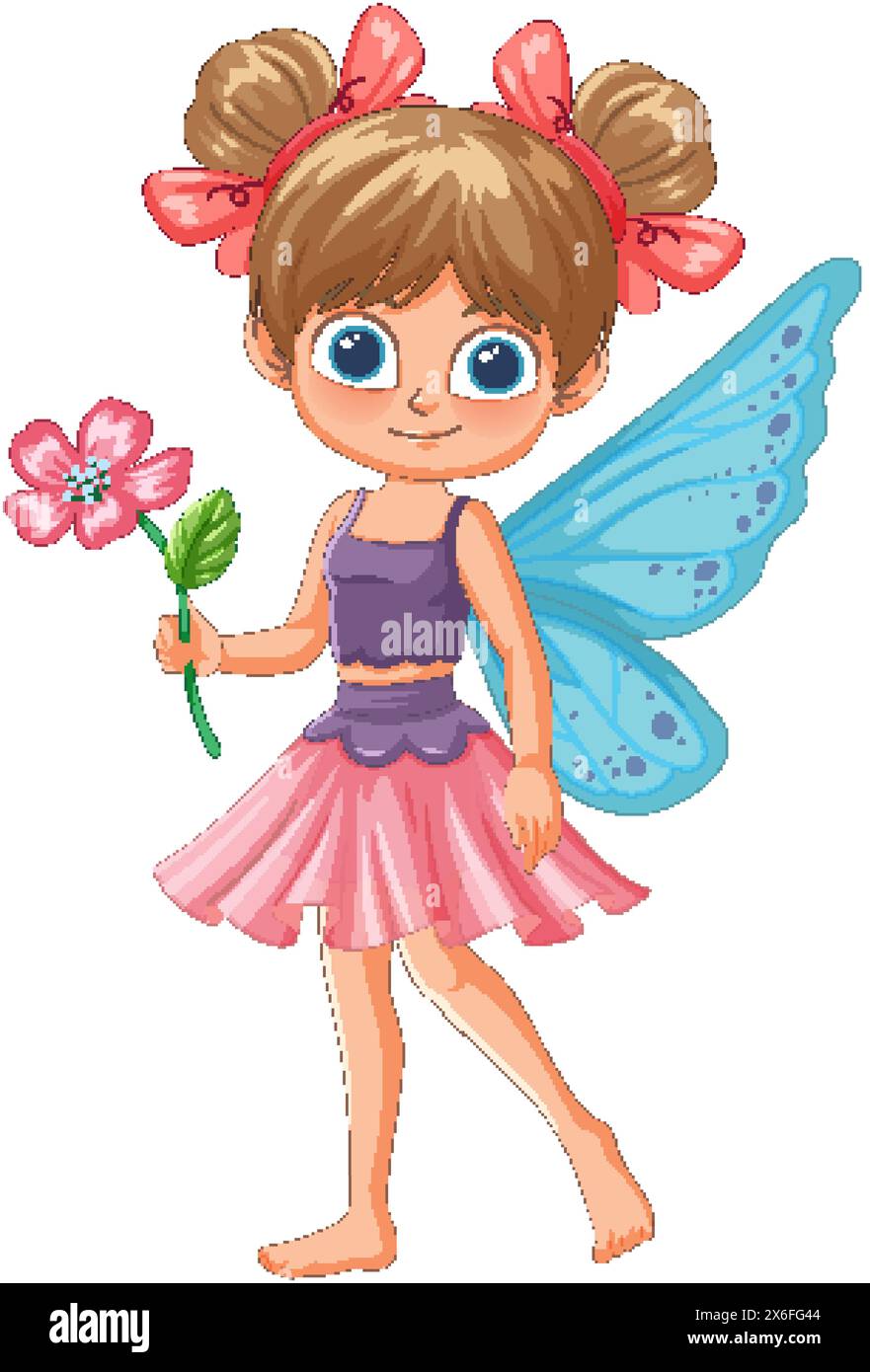 Adorable fairy with wings and a flower Stock Vector Image & Art - Alamy