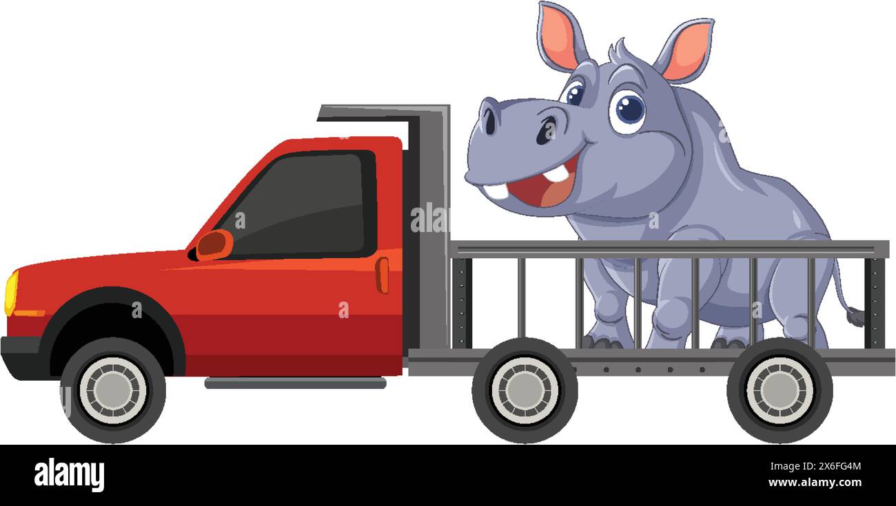 Cartoon hippo riding in a pickup truck bed Stock Vector Image & Art - Alamy