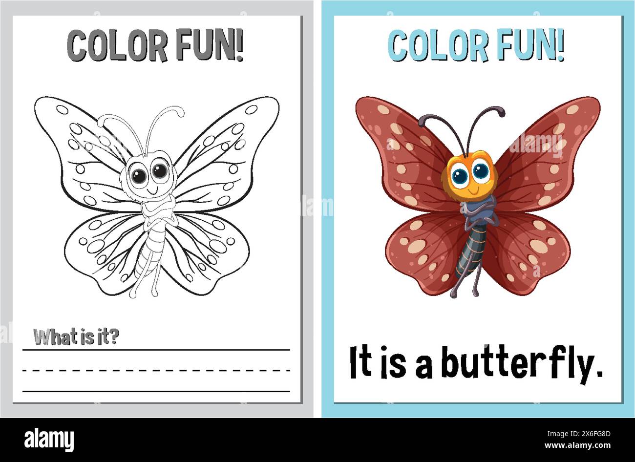 Coloring and learning activity with a butterfly theme Stock Vector ...