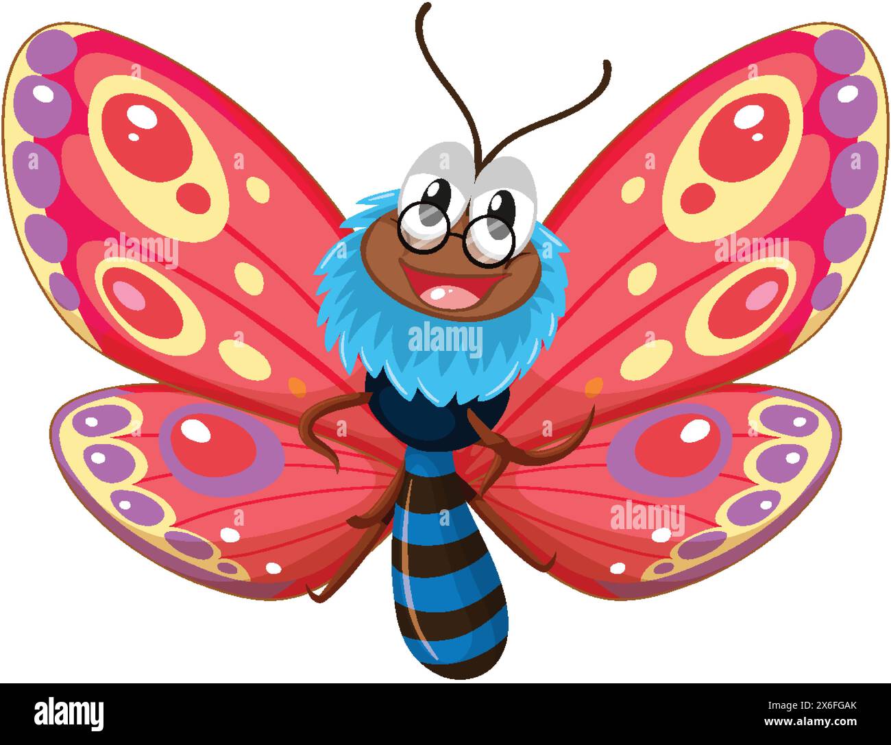 Vibrant, cheerful cartoon butterfly with big eyes Stock Vector Image ...