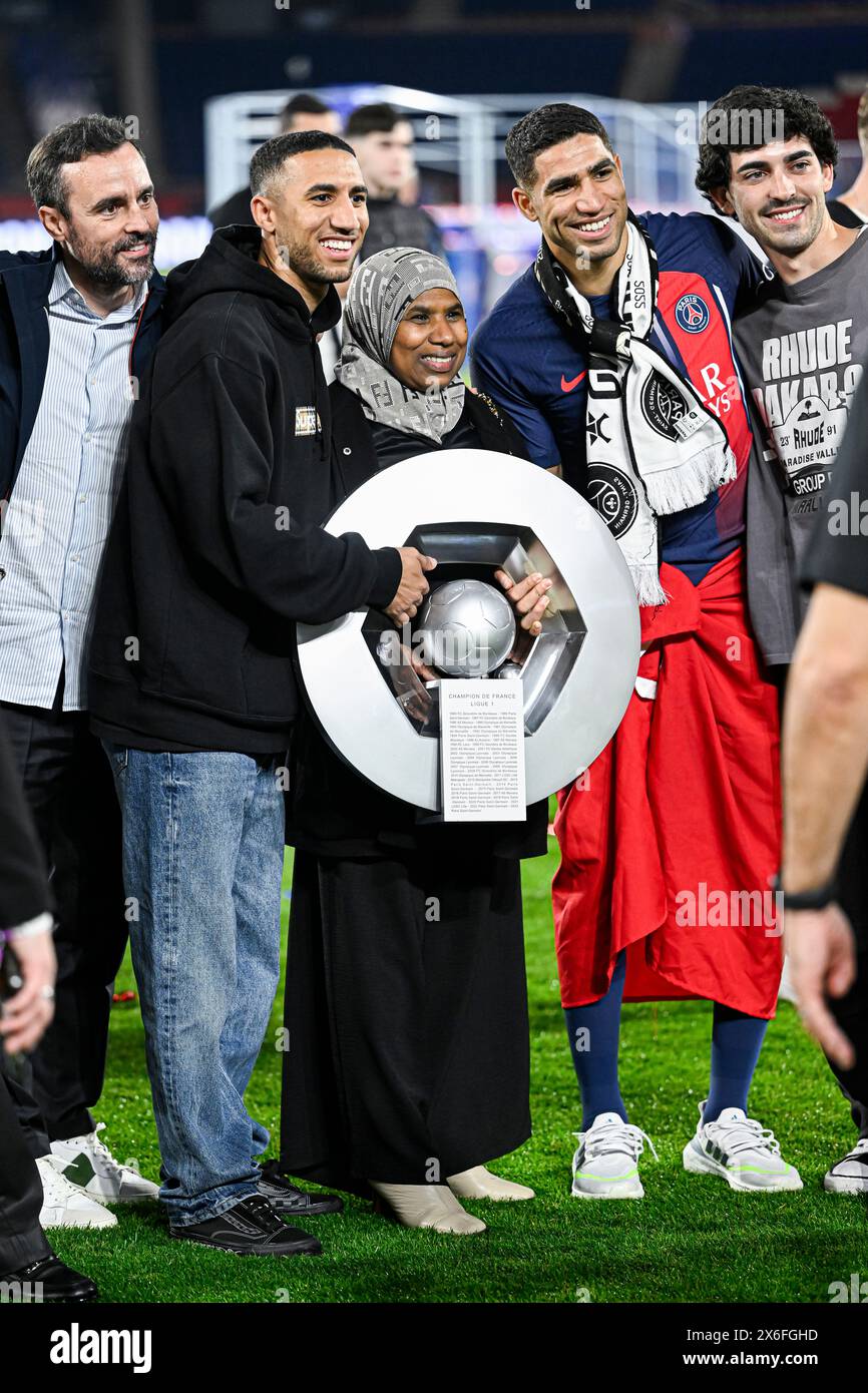 Paris, France. 12th May, 2024. Achraf Hakimi his brother Nabil and his ...