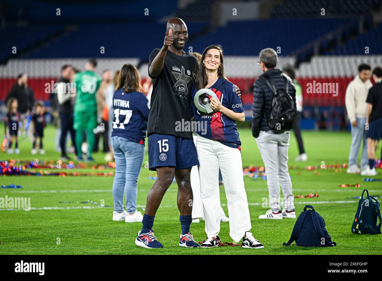 Paris, France. 12th May, 2024. Danilo Pereira and his wife Jessica ...