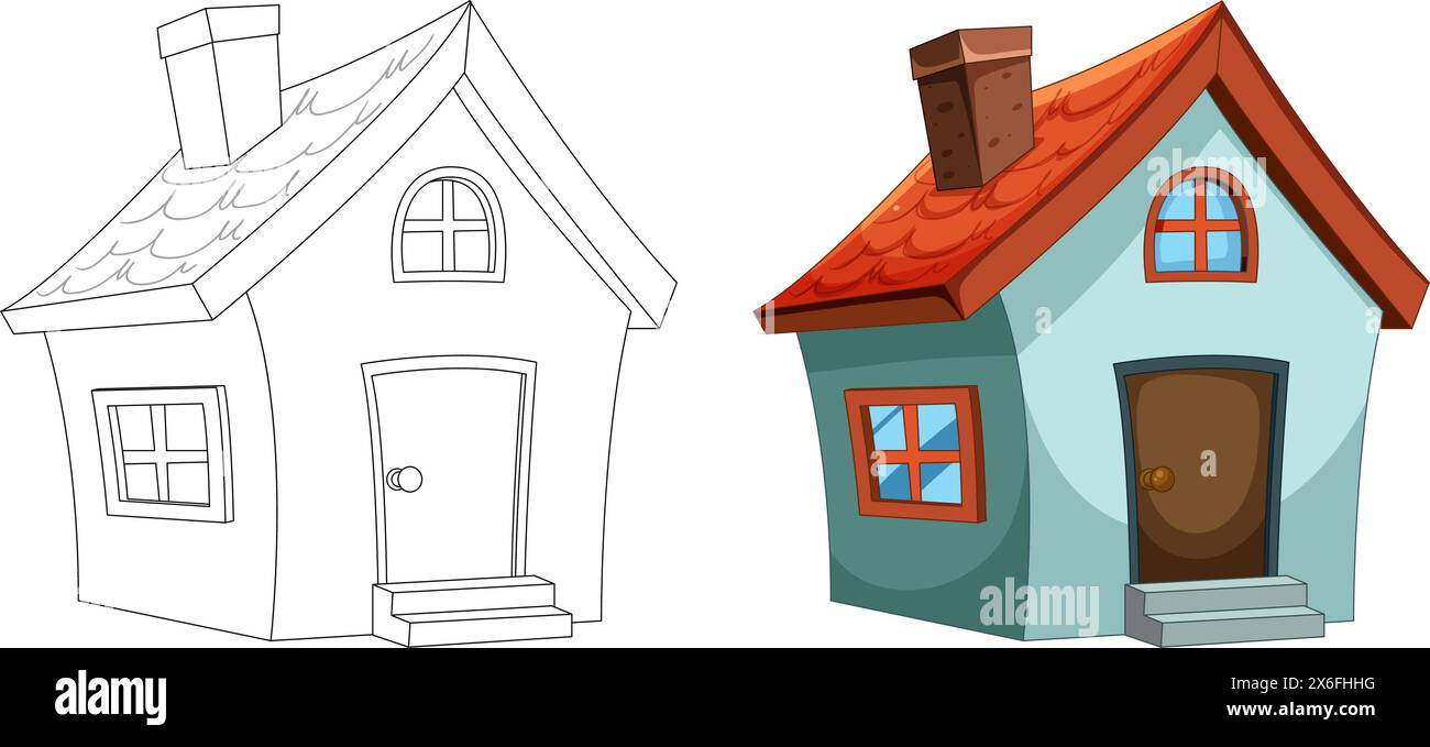 Two stylized cartoon houses with vibrant colors Stock Vector Image ...