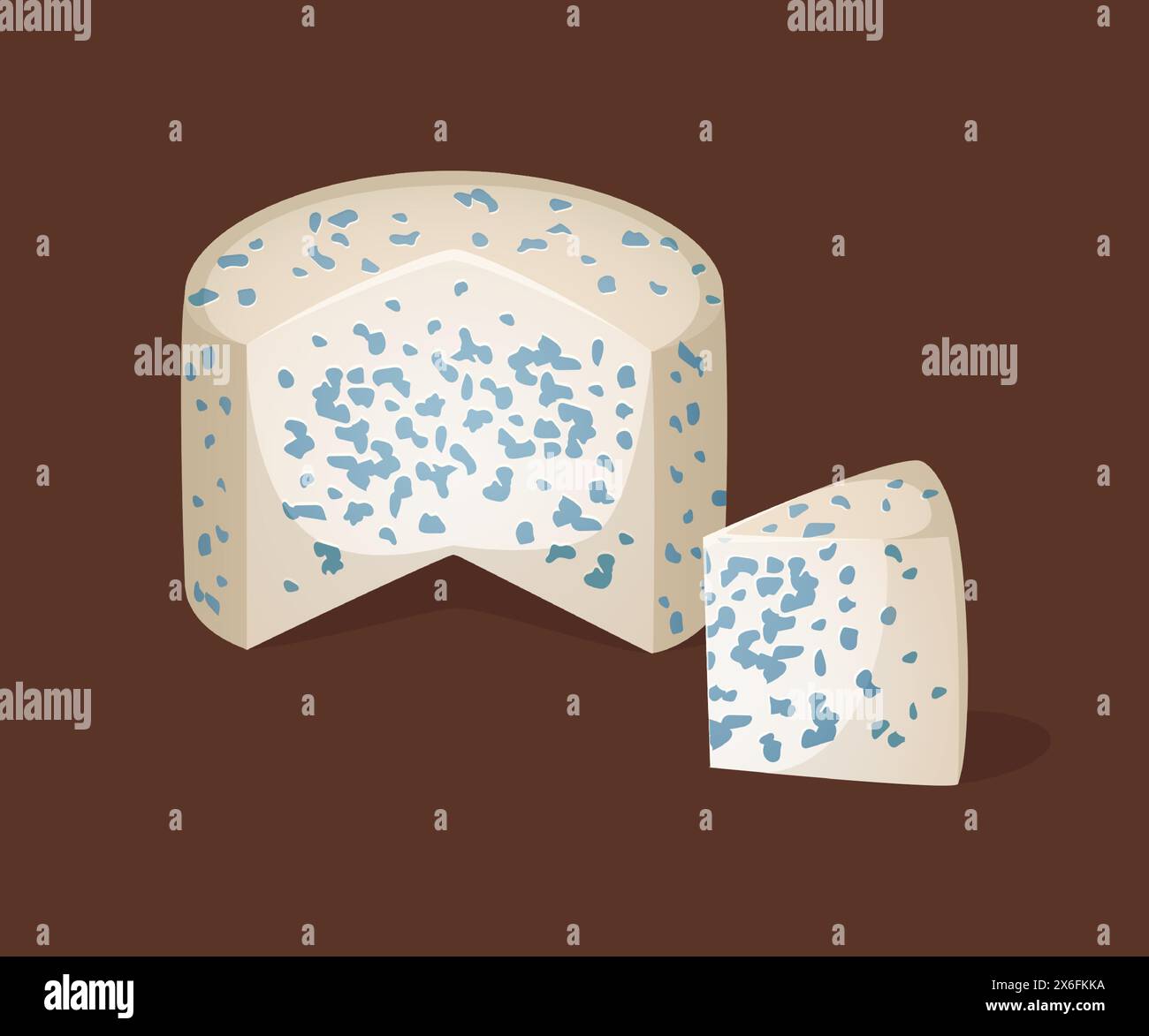 Cross section of soft cheese. Vector illustration. Blue cheese in a ...
