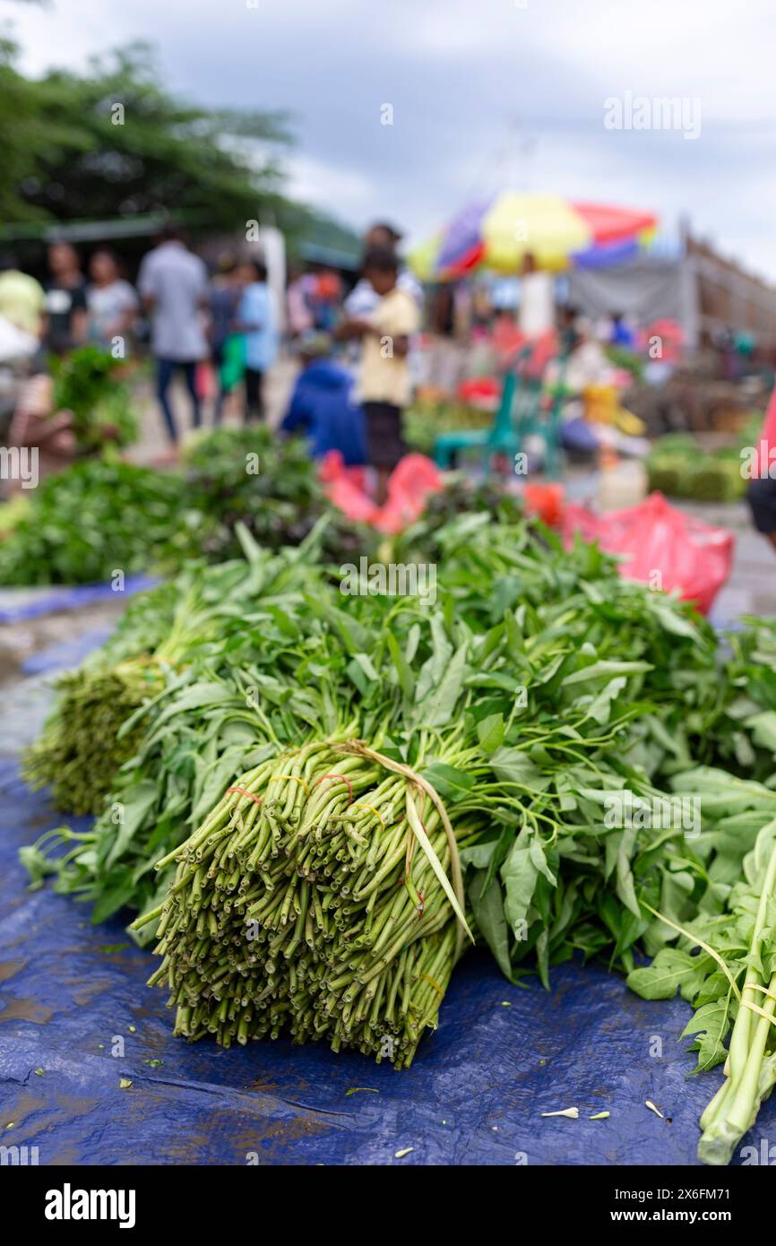 Green vegetables for sale at Mercado Taibesi, Dili, Timor-Leste Stock ...