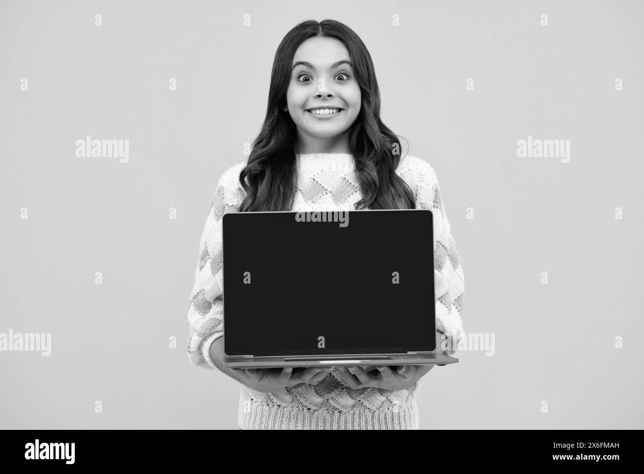 School student using laptop. E-learning and online education. Screen of ...