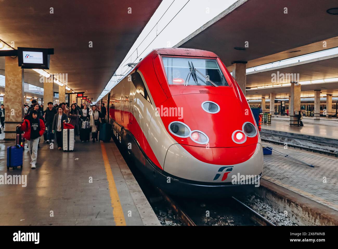 Florence, Italy - 29 December, 2023: Frecciarossa (Red Arrow) train at ...