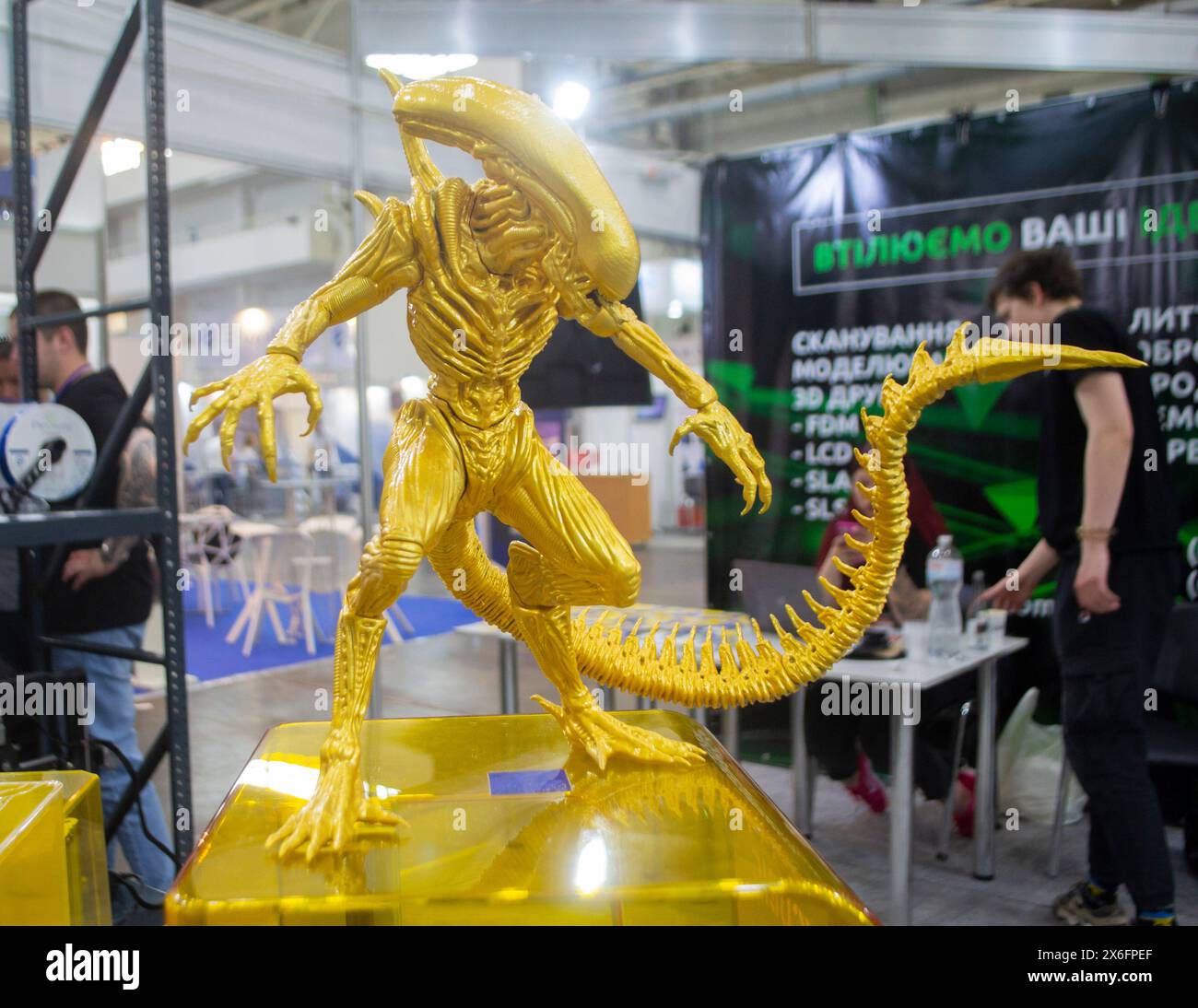 Art object printed on 3D printer. Detailed prototype model printed on ...